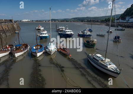 Minehead, Somerset, UK, looking across the harbour, with Butlins ...