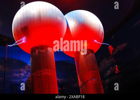 A Ven der Graaf generator creates artificial lightning Stock Photo - Alamy