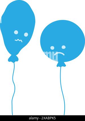 Deflated balloon with sad face in trendy blue shades. Happy Blue Monday ...