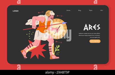 Ancient Greek Gods concept. Dynamic portrayal of Ares, the god of war ...