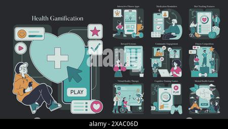Health Gamification concept. Engaging app interface with calorie ...