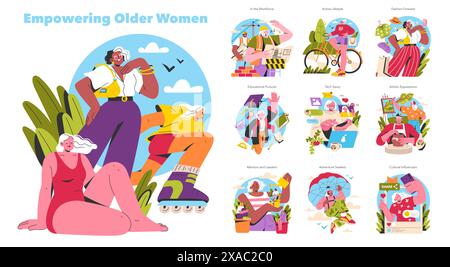 Empowering Older Women set. Celebrating the involvement of senior women ...