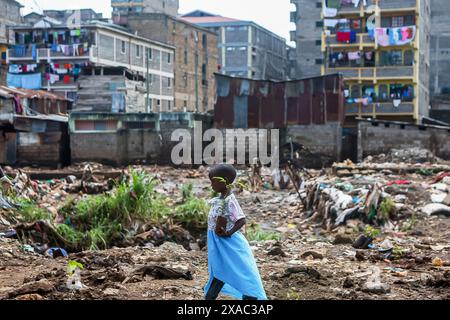 Zamzam Mike Mariam a four year old Kenyan girl along the Mathare river ...