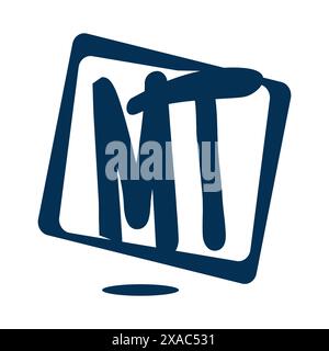 simple logotype square MT initial letter M T logo design vector graphic ...