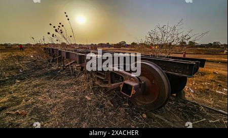 Old rusty railway carriers, Wau, Western Bahr el Ghazal, South Sudan ...