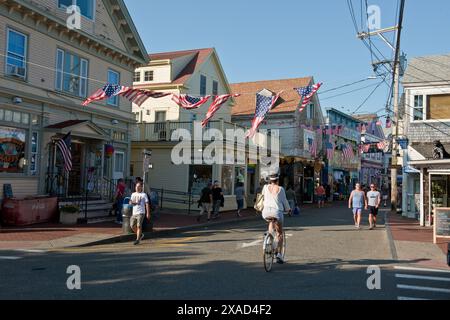 Shops and crowds on Commercial Street. Provincetown, Cape Cod ...