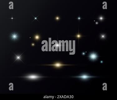 Light beam flashing neon glow, Glow light effect, Color illuminated gradients. Vector ...