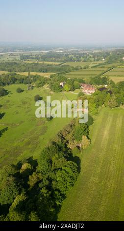 Boughton Monchelsea deer park, near Maidstone, Kent, UK. Drone view ...