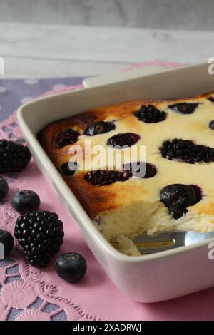 High-Protein Berry Quark (Fresh Cheese) Casserole Stock Photo - Alamy