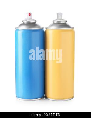 Two spray paint cans isolated on white Stock Photo - Alamy