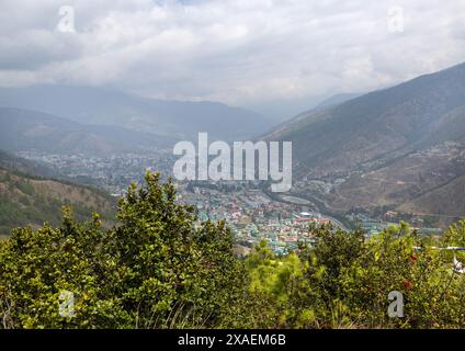 View of the town from Kuenselphodrang Nature Park, Chang Gewog, Thimphu ...