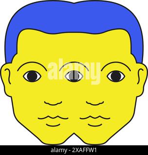 Y2k double man face hallucinogen psychedelic monochrome line groovy ...