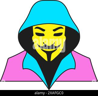 Y2k creepy smiling man in hood Halloween cartoon character portrait ...