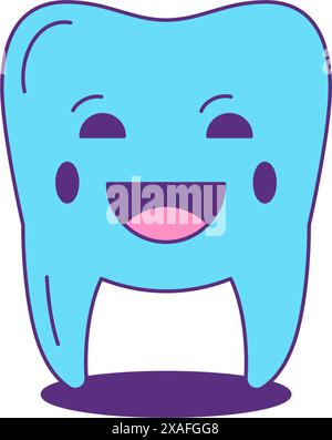 Y2k smiling tooth comic dentistry cartoon character monochrome line ...