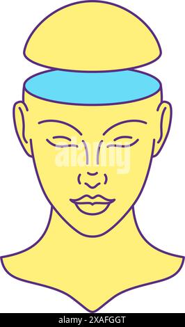 Y2k open mind empty human head psychedelic cartoon character groovy ...
