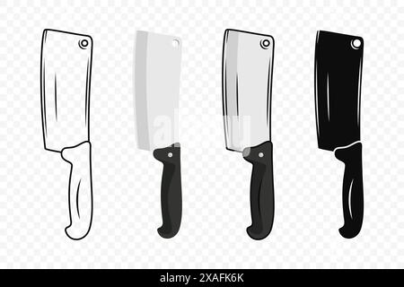 various chefs knife outline set german and japanese styles lineart ...