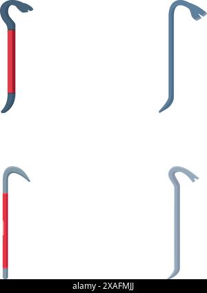 Collection of four different crowbar illustrations, isolated on a white ...