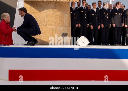 Normandy, France 20240606. French President Emanuel Macron during the ...