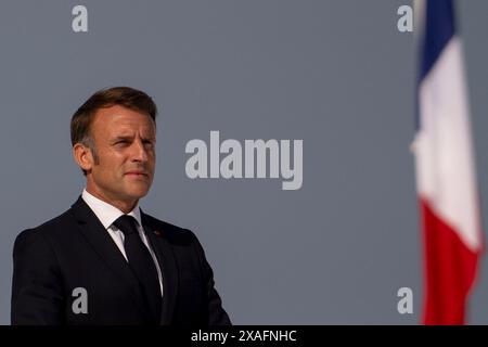 Normandy, France 20240606. French President Emanuel Macron during the ...