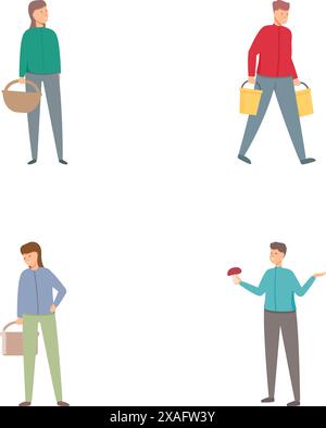 Illustration set of four different individuals each involved in a ...