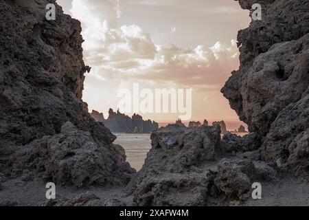Limestone prehistoric chimneys geological rock formations, salt lake ...