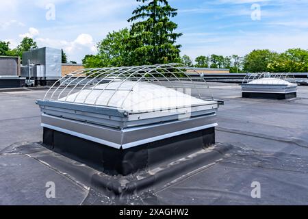 Barrel vault skylight screen fall protection guard installed on a ...