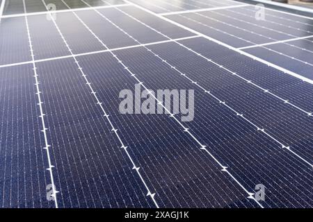 Photo solar panels install on a flat commercial, industrial EPDM roof ...