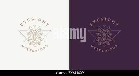 Abstract magic eye silhouette linear vector illustration. Emblem of ...