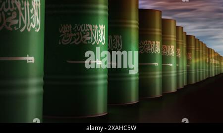 Oil production and extraction in Saudi Arabia. Oil pump jack and oil ...