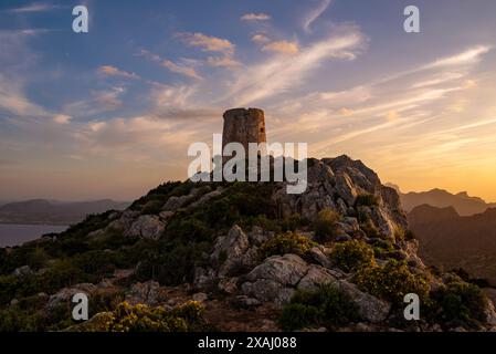 Talaia de Albercutx ancient watchtower panoramic view at sunset ...