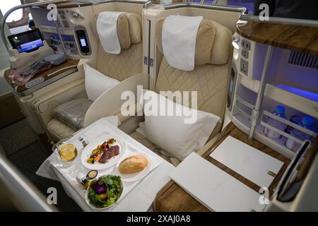 appetizer, food, business class, Emirates Airbus A380, Vorspeise, Essen ...