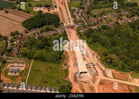 Aerial photo of HS2 construction project at Burton Green taken from ...