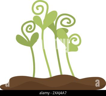 Four green sprouts growing from the ground are a symbol of new life and ...