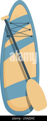 Surfboard with paddle tied on it, ready for practicing stand up ...