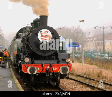 PROVINS, FRANCE - DECEMBER 11, 2016: Santa Claus steam train departures ...