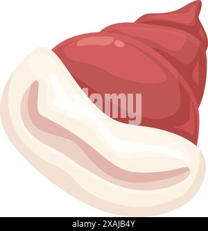 Illustration of a red whelk shell lying on a white background ...