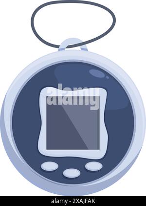 Electronic pocket game console hanging on lanyard for playing ...
