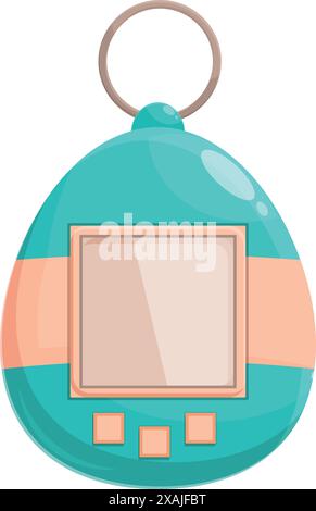 Blue virtual pet keychain with buttons and screen is isolated on white ...