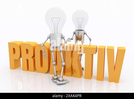 Two light bulb figures with the German word Unternehmensstrategie Stock ...