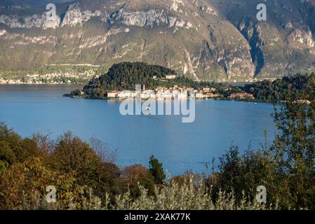 Magnificent view of Tremezzo at lake Como seen from Monte Crocione ...