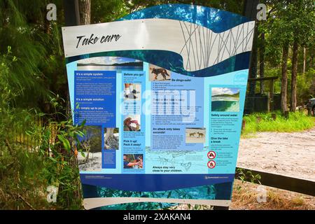 Dingo Warning Sign K'gari / Fraser Island Queensland Australia Stock ...