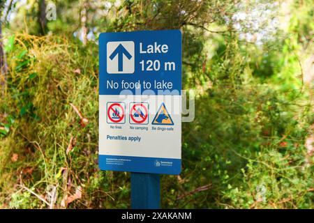 Dingo Warning Sign K'gari / Fraser Island Queensland Australia Stock ...