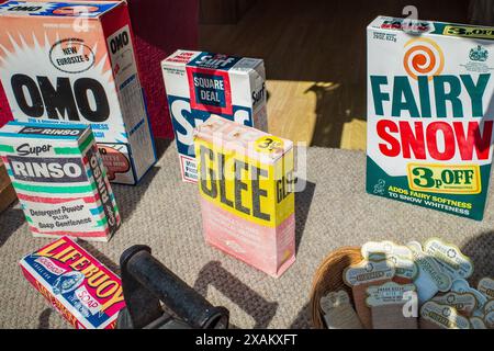 Display of vintage and retro laundry boxes from the 1950's.1960's and ...