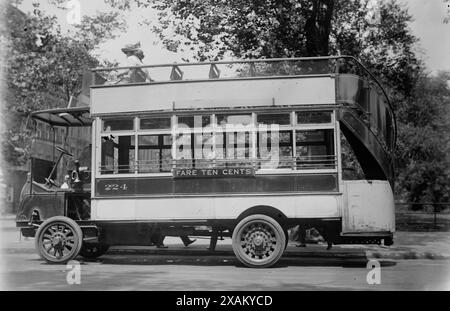 A vintage photo of a bus on Fifth Avenue in New York City, showcasing ...