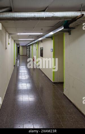 Interior of a public bomb shelter in the town of Shlomi in Upper ...