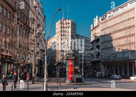 Belgrade, Serbia - 8 FEB 2024: Terazije is the central town square and ...