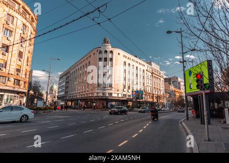 Belgrade, Serbia - 8 FEB 2024: Terazije is the central town square and ...