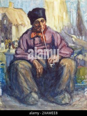 Maud Sherwood painting 'The old Dutchman with clay pipe', 1913 ...