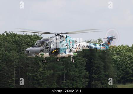 German Navy Super Lynx Mk88A military helicopters on board the frigate ...