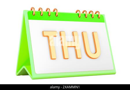 Week Calendar, Thursday Page, Isolated on White Stock Photo - Alamy